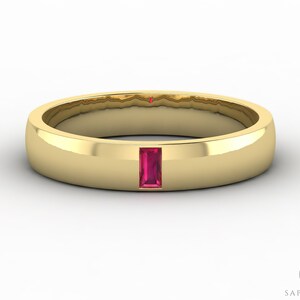 3.5mm Mens Ruby Wedding Band Baguette Cut Red Ruby Band - Etsy