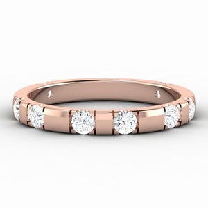 Unique Round Cut Diamond Wedding Band, Lab-grown Diamond Bridal Band ...