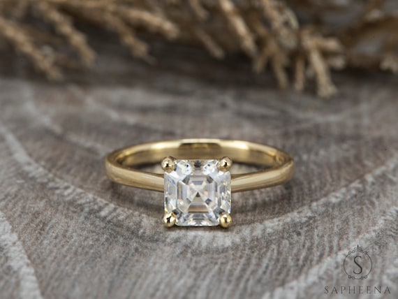 Asscher moissanite ring store