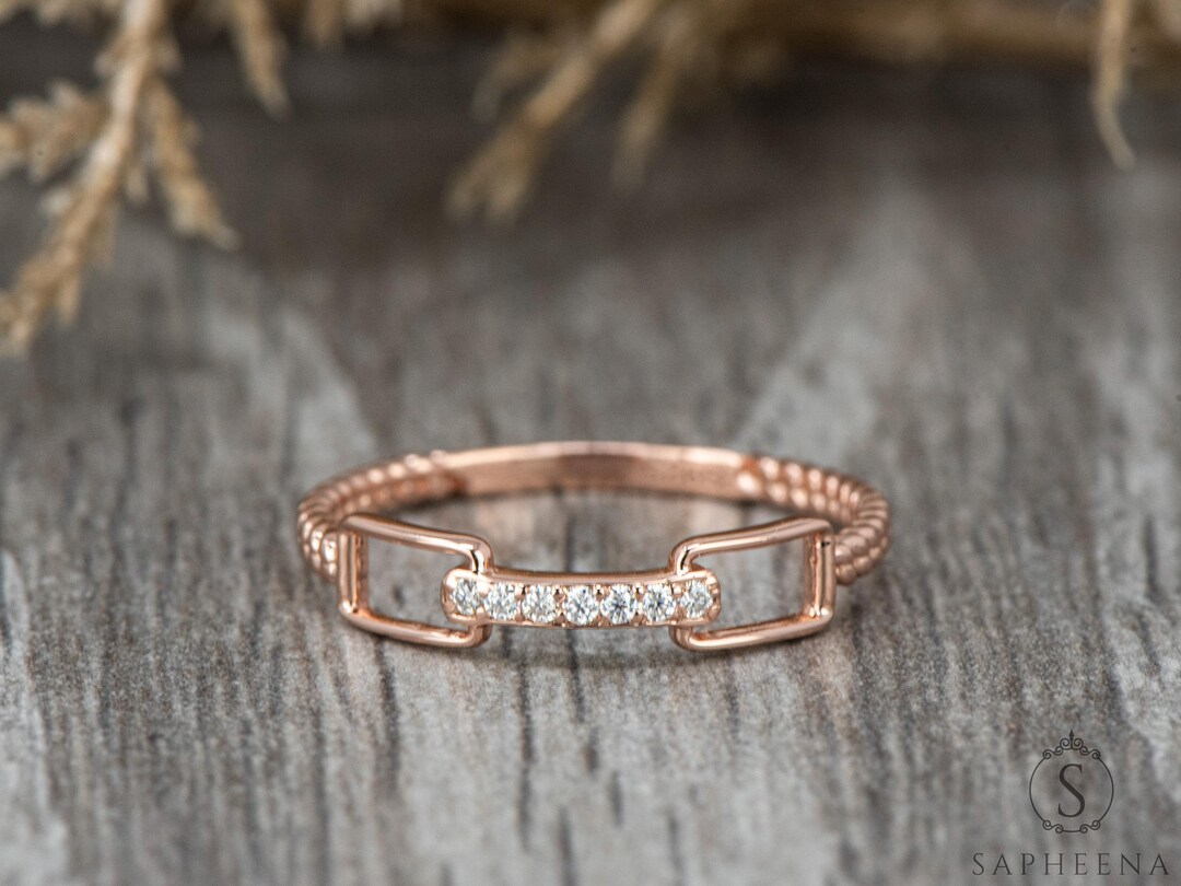 Twisted Rope Chain Wedding Band, Dainty Stacking Ring, Solid Gold Link ...