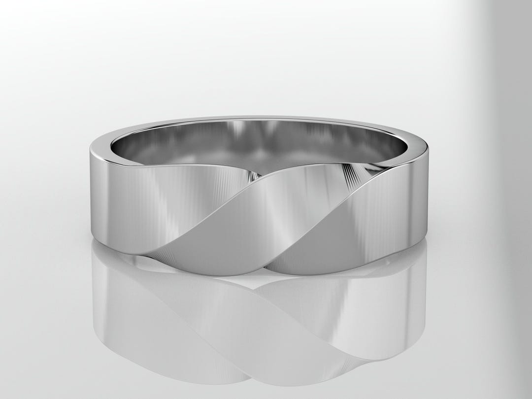 5mm Solid Gold Mobius Twist Ring, Minimalist Wedding Band, Unisex ...