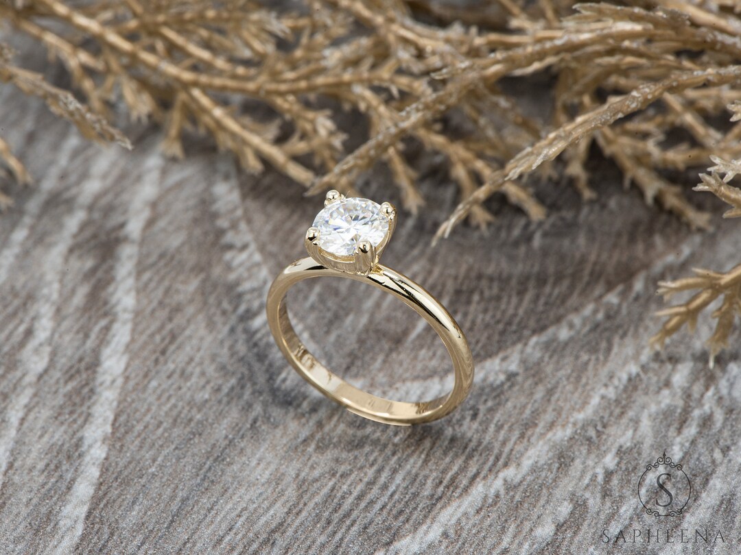1 Ct Simple Round Cut Moissanite Solitaire Engagement Ring, Classic NEO ...