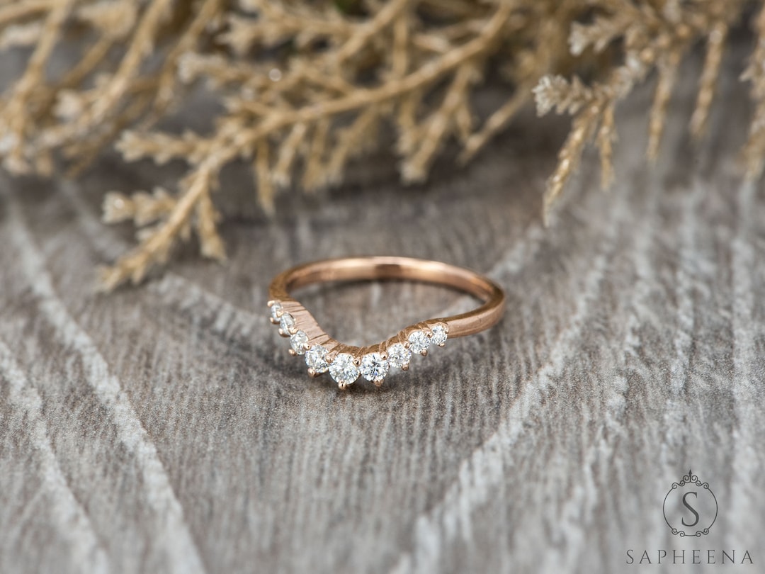 Buy Tiara Diamond Band | 9 Stone Curved Diamond Wedding Band | Tiara ...