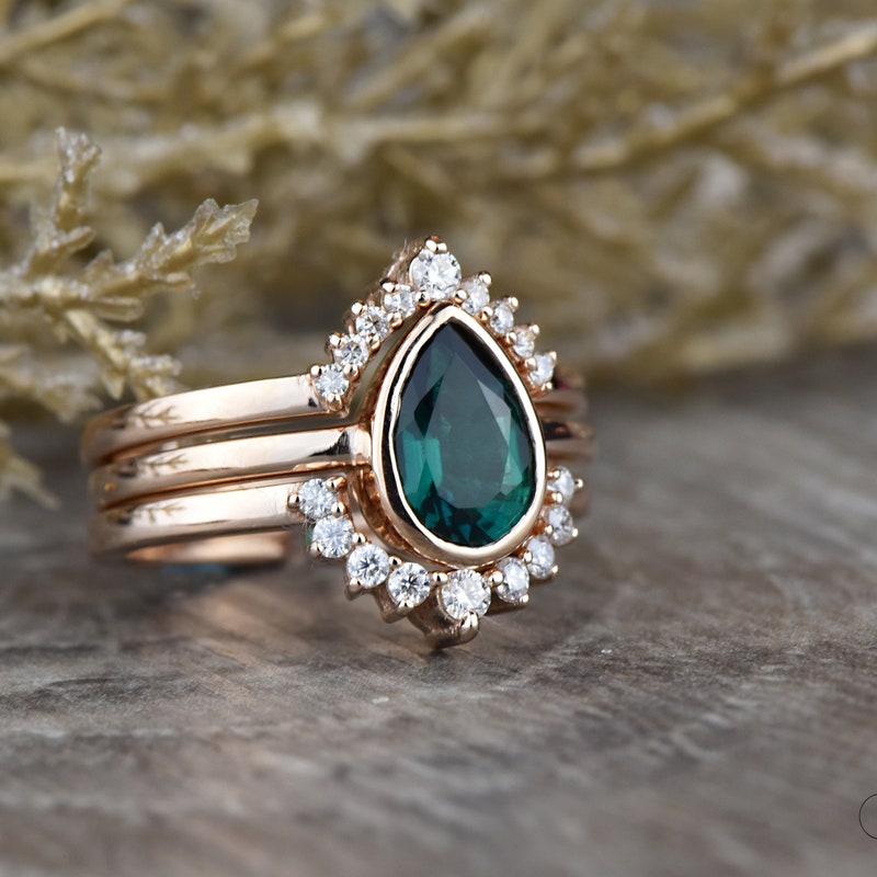 Emerald Wedding Set - Etsy