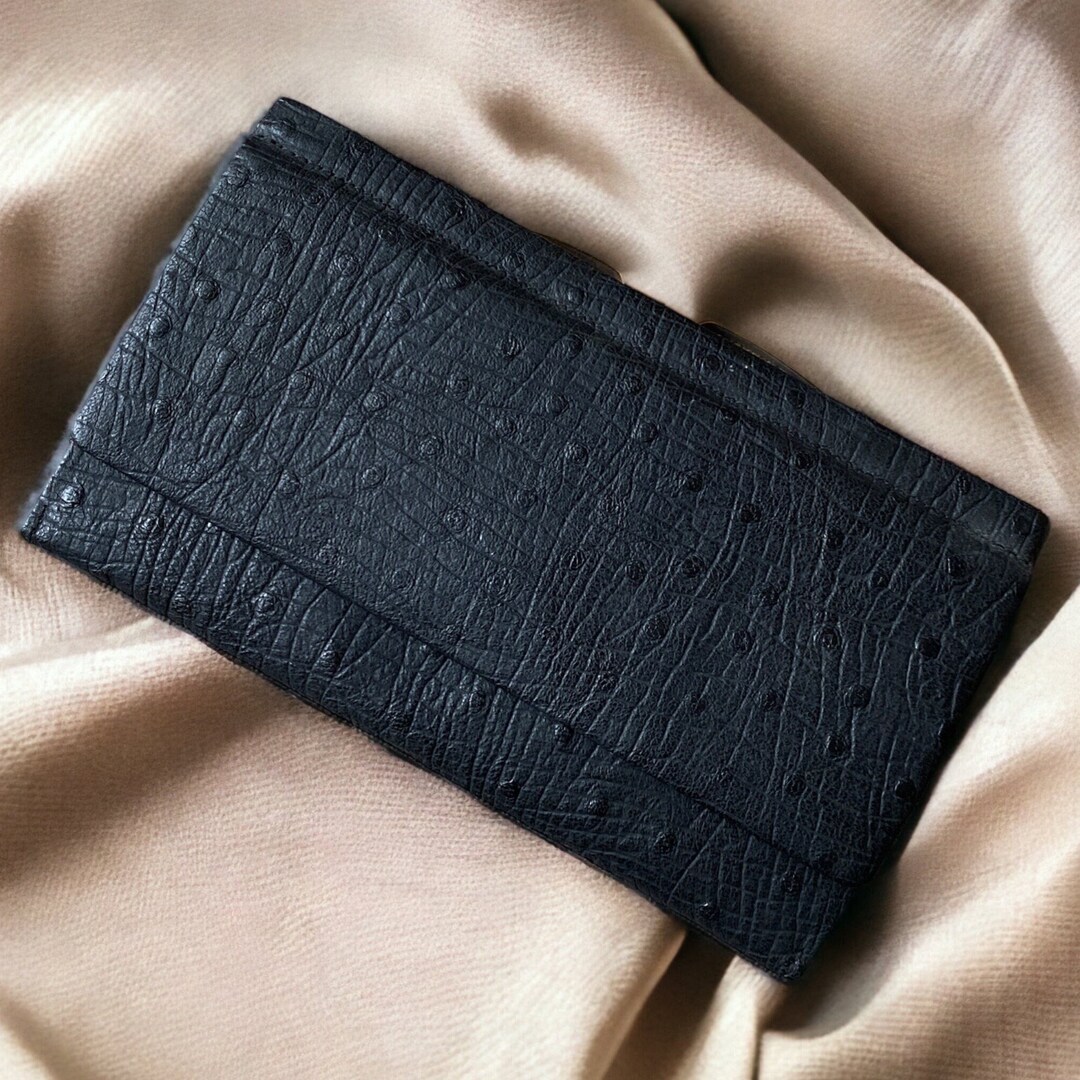 Vintage Women’s Ostrich Leather Wallet/echt Prym/west Germany/black - Etsy