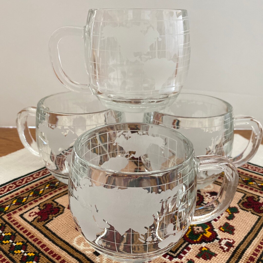 Nescafé World Globe Glass Coffee Mugs/set of 4/gift for Him - Etsy