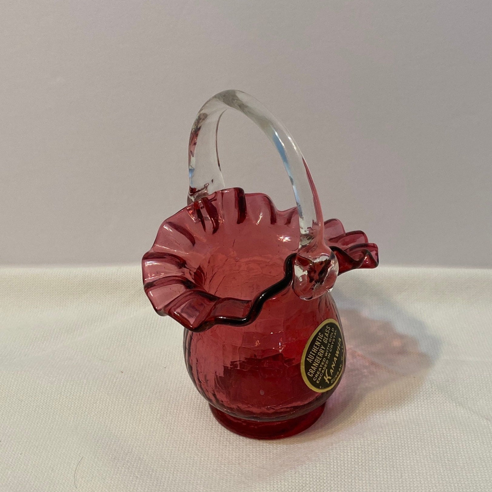 Cranberry Glass Basket/kanawha/home Good/decorative/gift - Etsy