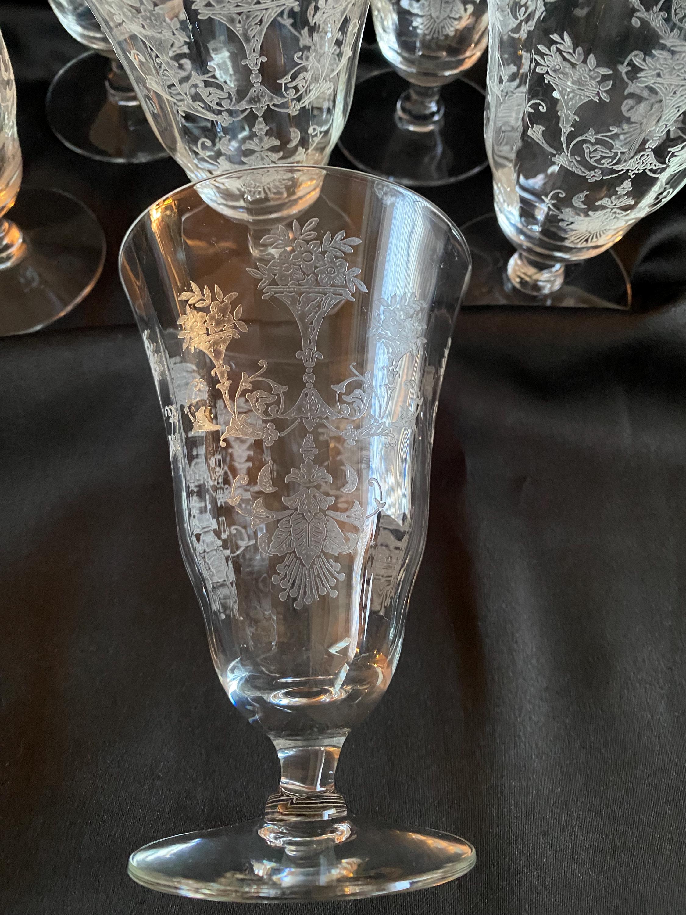 Etched Iced Tea Glasses/morgantown Glassware/mayfair/set of 7 - Etsy