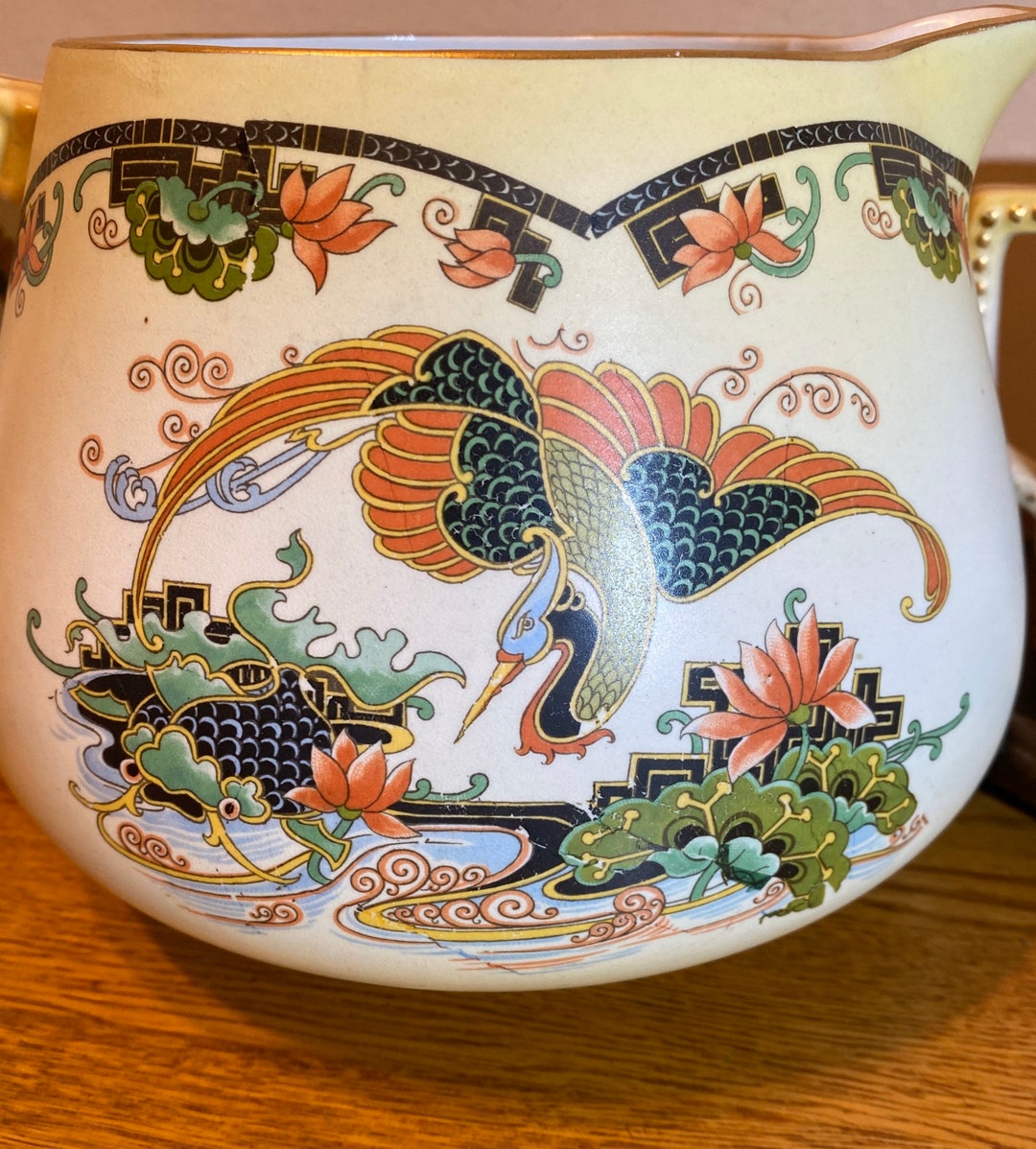 Antique Usona Goodwin Ice Tea/lemonade Pitcher Includes 6 Cups/asian ...