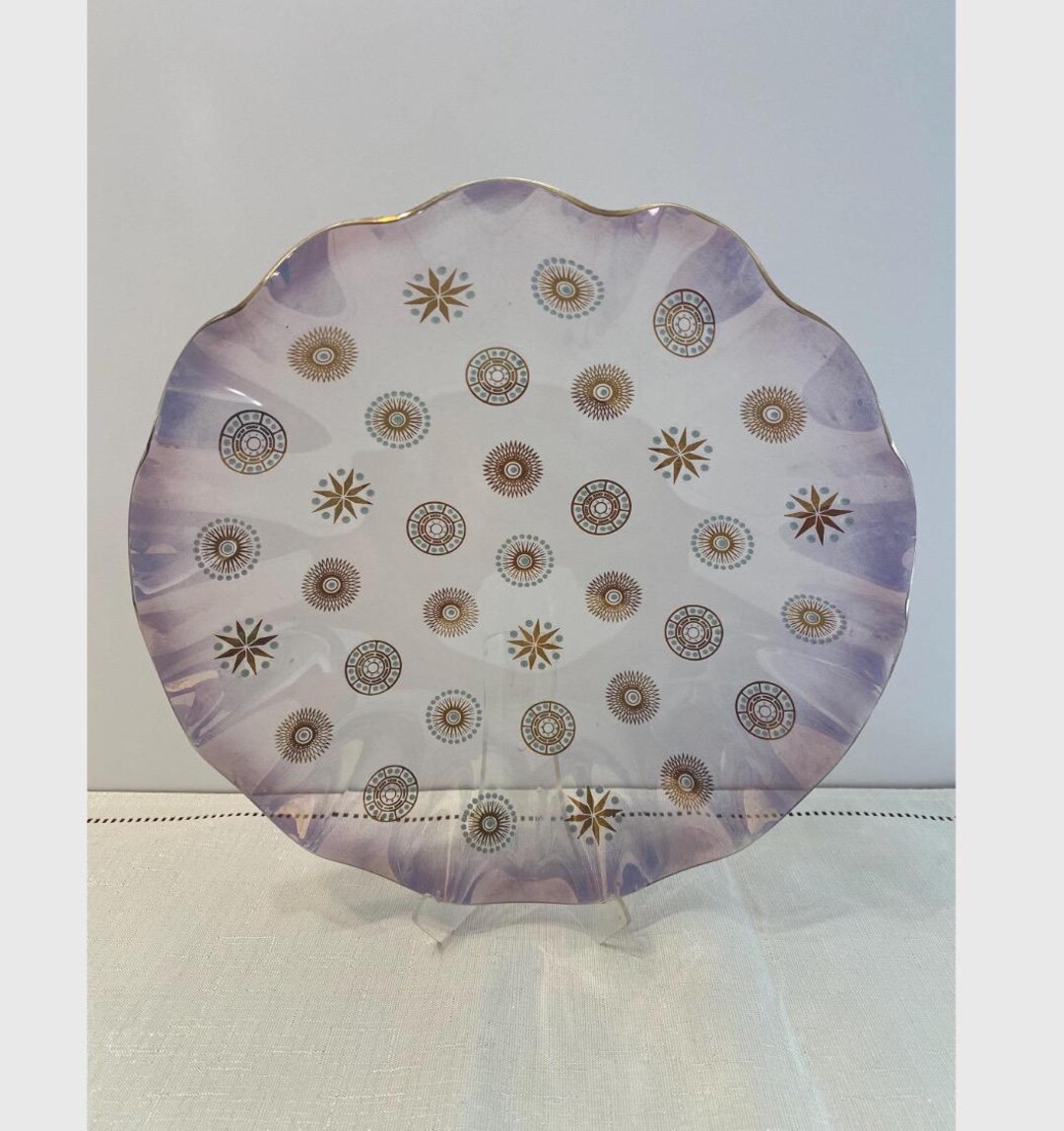 Dorothy Thorpe/atomic Starburst/ Glama Glass/large Round Scalopped Edge ...