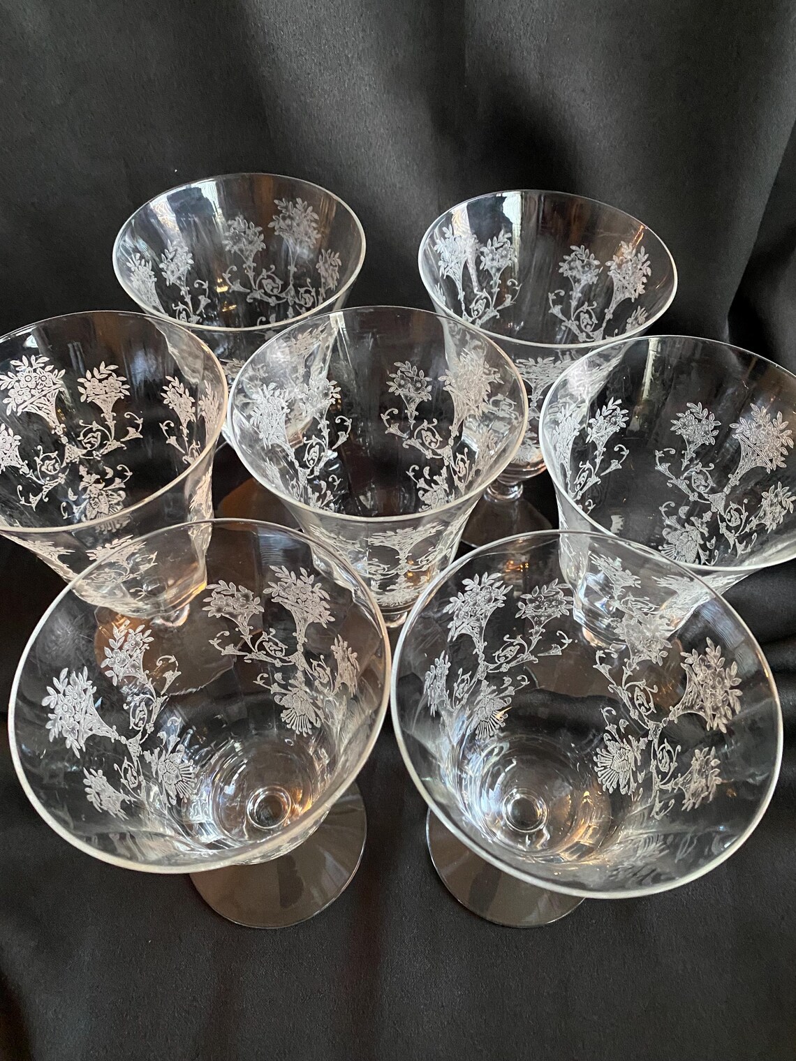 Etched Iced Tea Glasses/morgantown Glassware/mayfair/set of 7 - Etsy