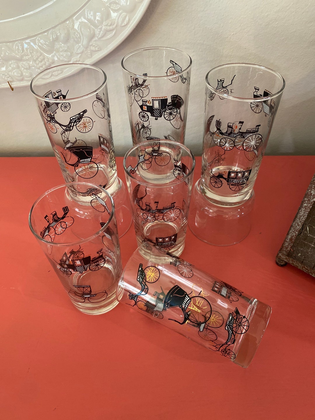 Set of 6 Libbey Bar Ware Glasses/ Curio Line Designed by Freda Diamond ...