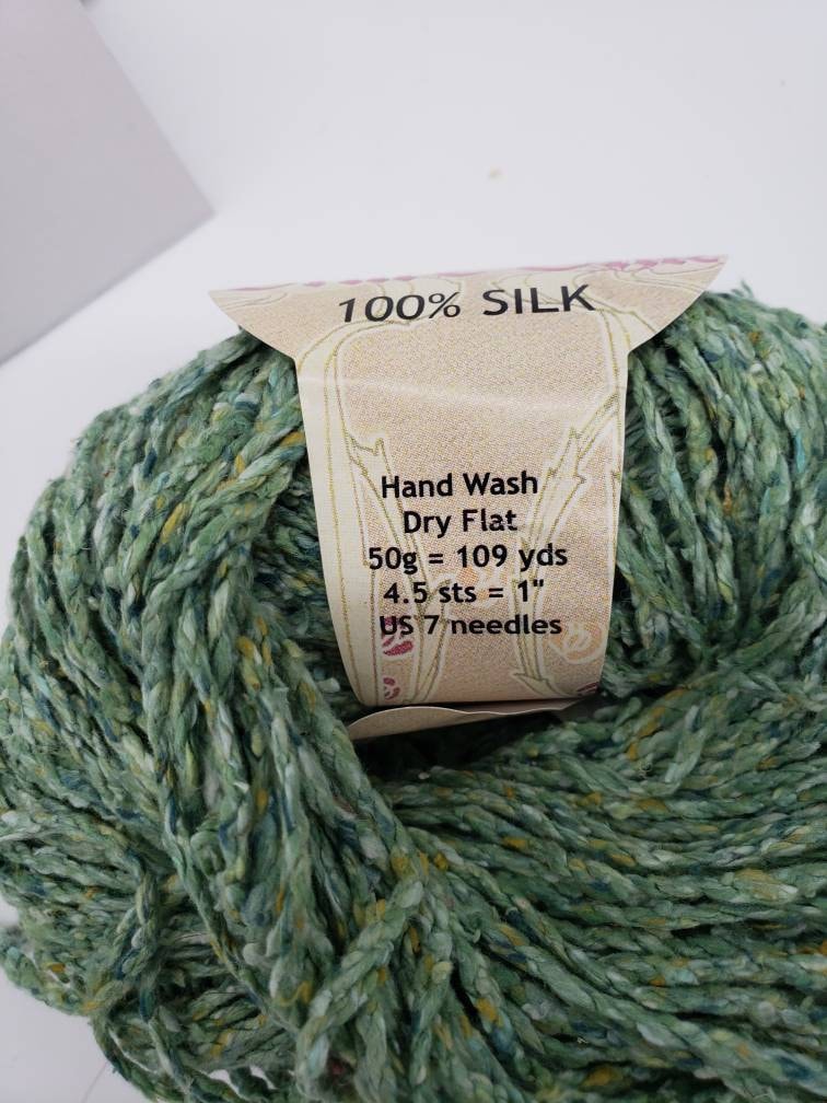Single Skein Shire Silk Raw Silk Nubby Yarn. Light Green | Etsy