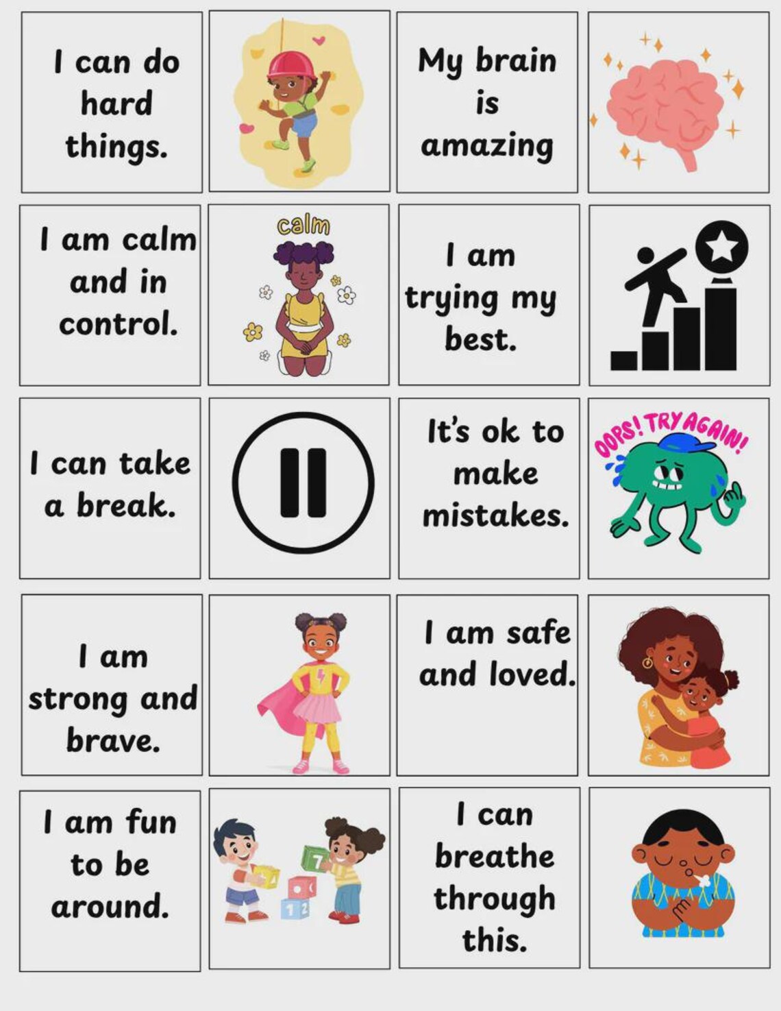 Mindful Match Game - Printable Calming Strategy & Affirmation Cards for ...