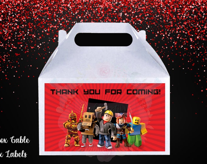 ROBLOX Gable Box LABELS Printable Labels for Roblox Birthday Favor Box ...