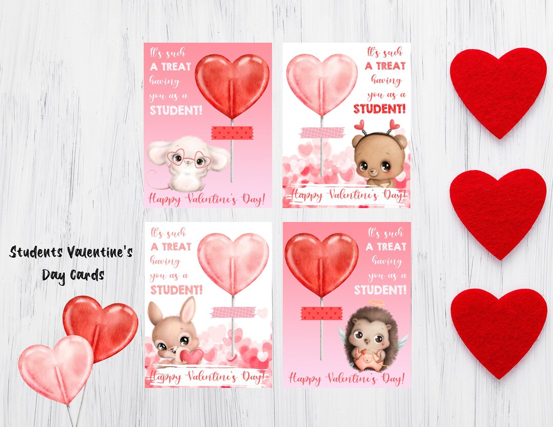 STUDENTS LOLLIPOP Valentine's Day Cards PRINTABLE Lollipop Suckers ...