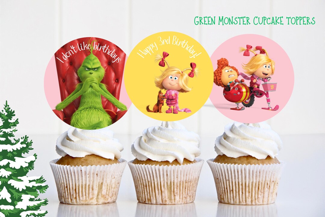 Grinchmas Cupcake Toppers- Printable TOPPERS- Digital 2.5'' to 3 ...