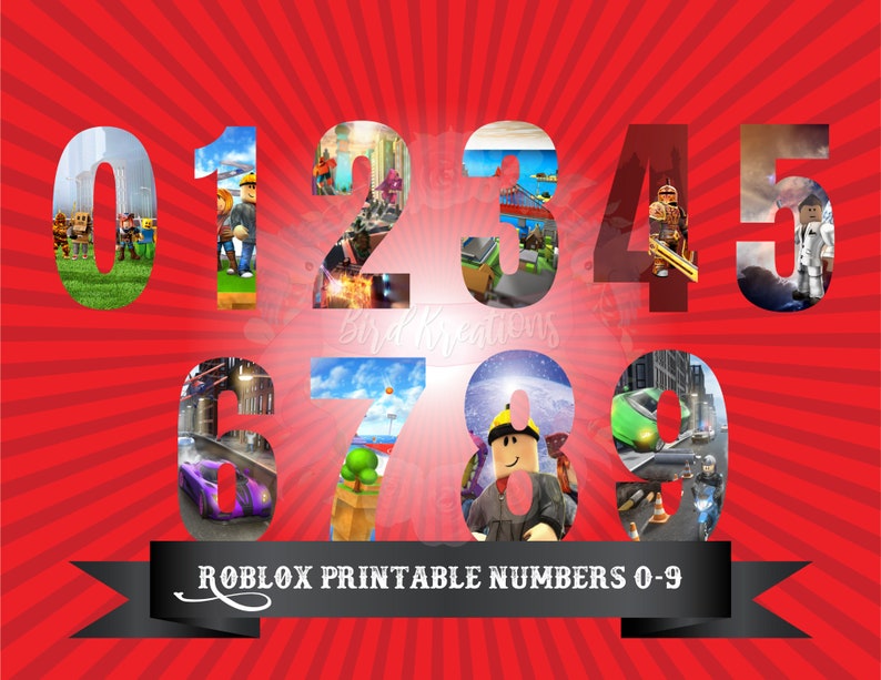 ROBLOX NUMBERS 0-9 Roblox Birthday PRINTABLE Numbers Roblox Landscape ...