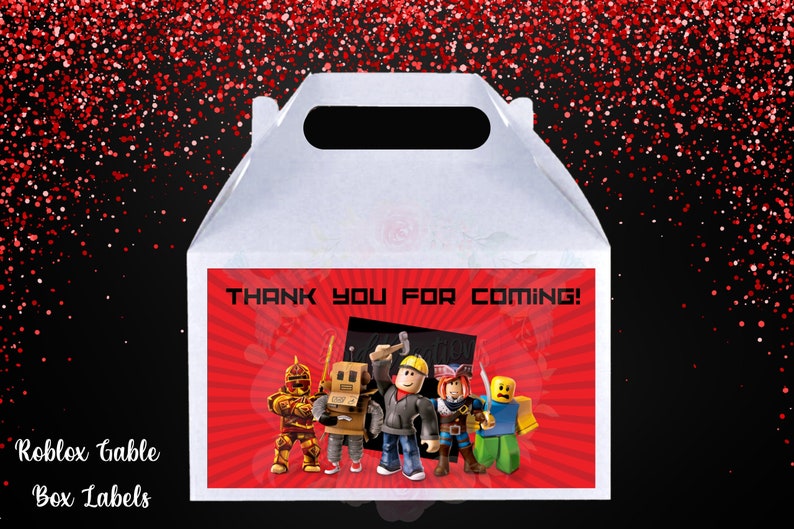 ROBLOX Gable Box LABELS- Printable Labels for Roblox Birthday Favor Box ...
