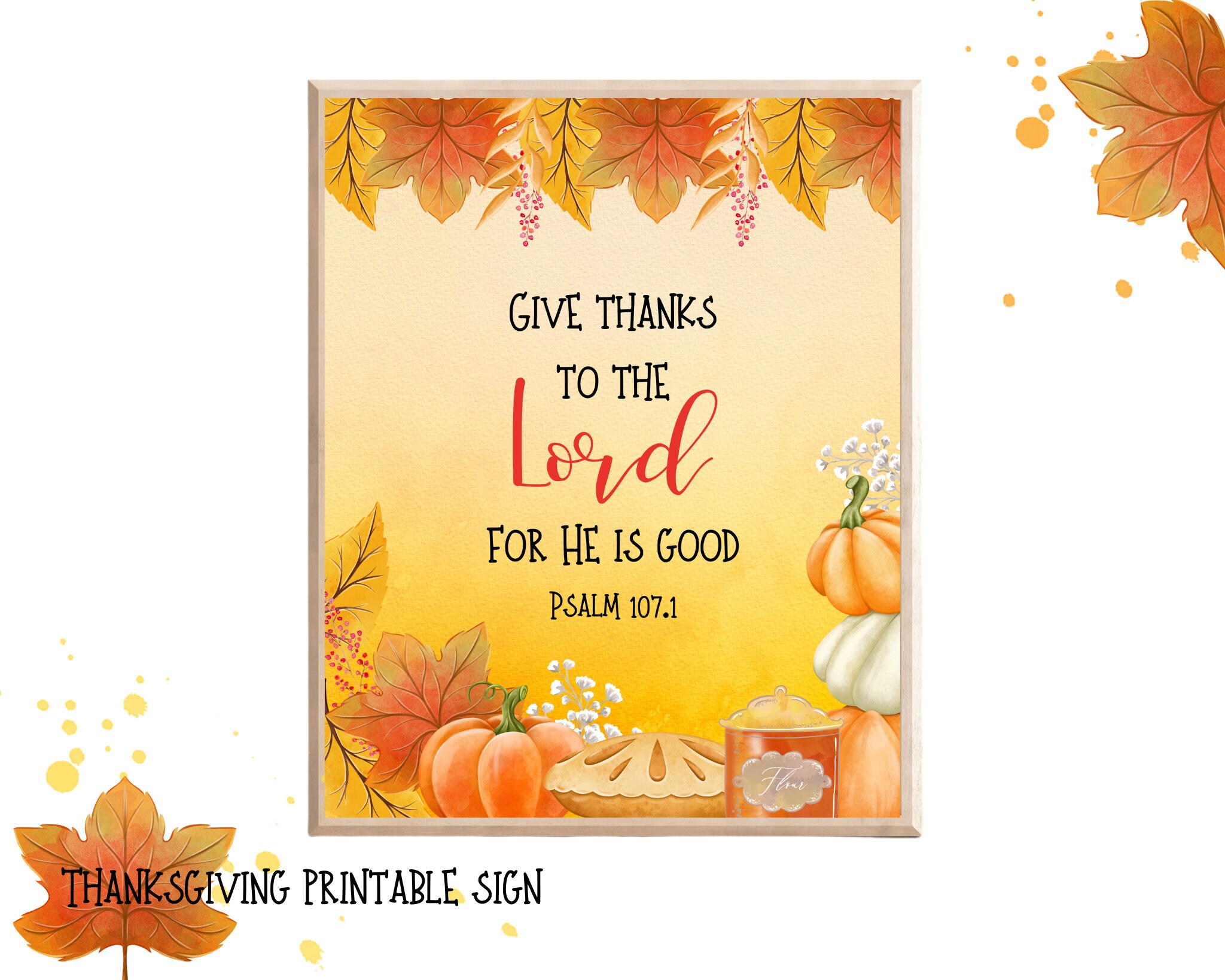 Printable GIVE THANKS Sign 8x10'' Digital File - Etsy