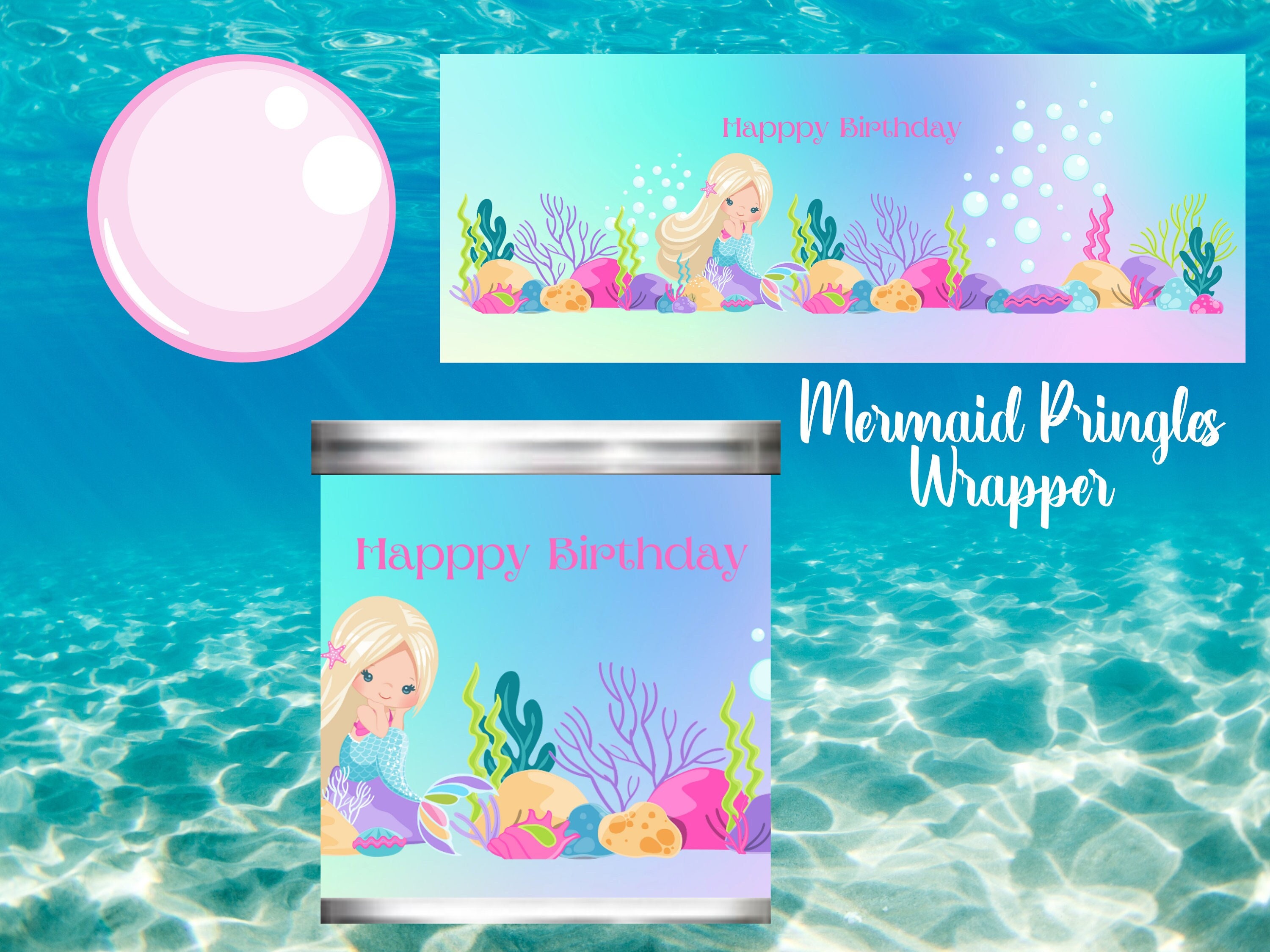 Mermaid PRINGLES WRAPPER- Printable Mermaid Birthday Party Favors ...