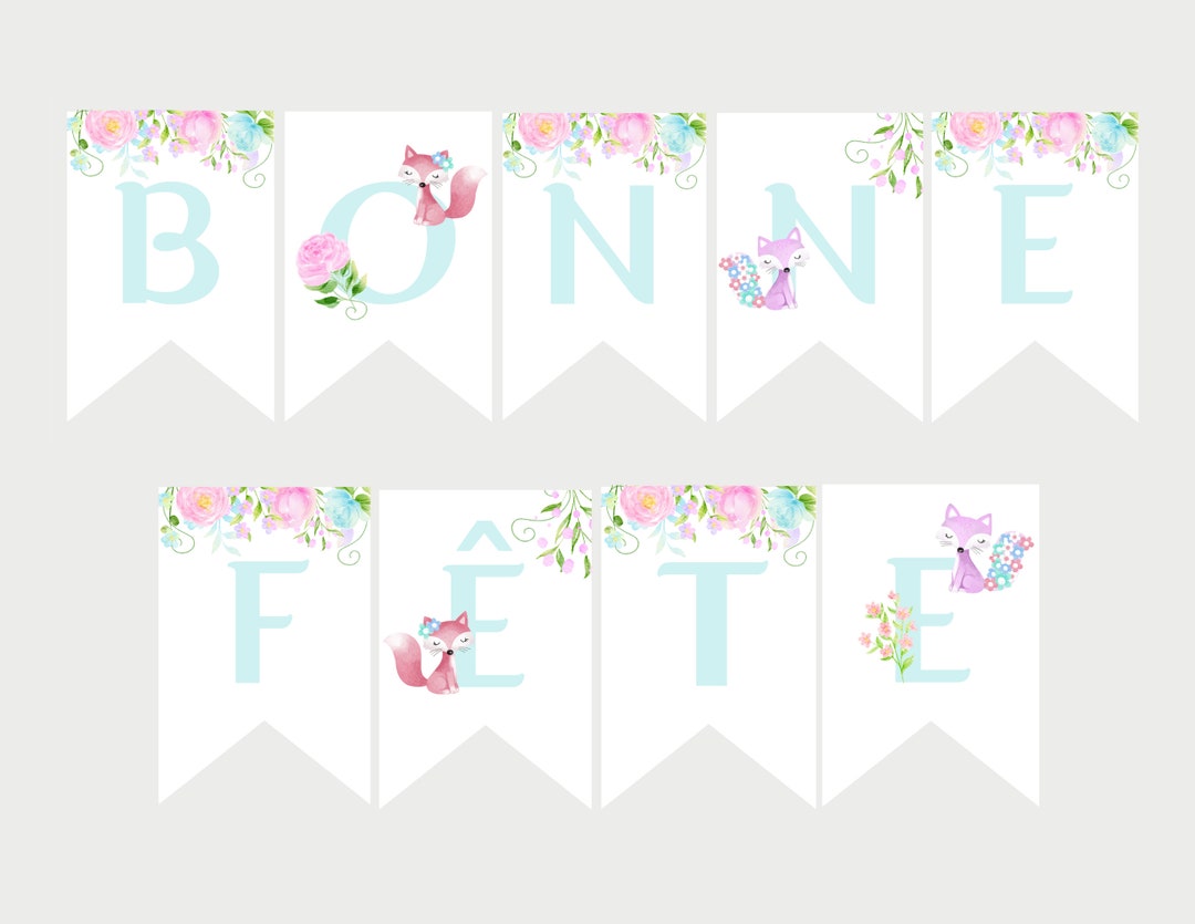 BONNE FÊTE Banderole De Fleurs & De Renard À IMPRIMER - Woodland Fox ...
