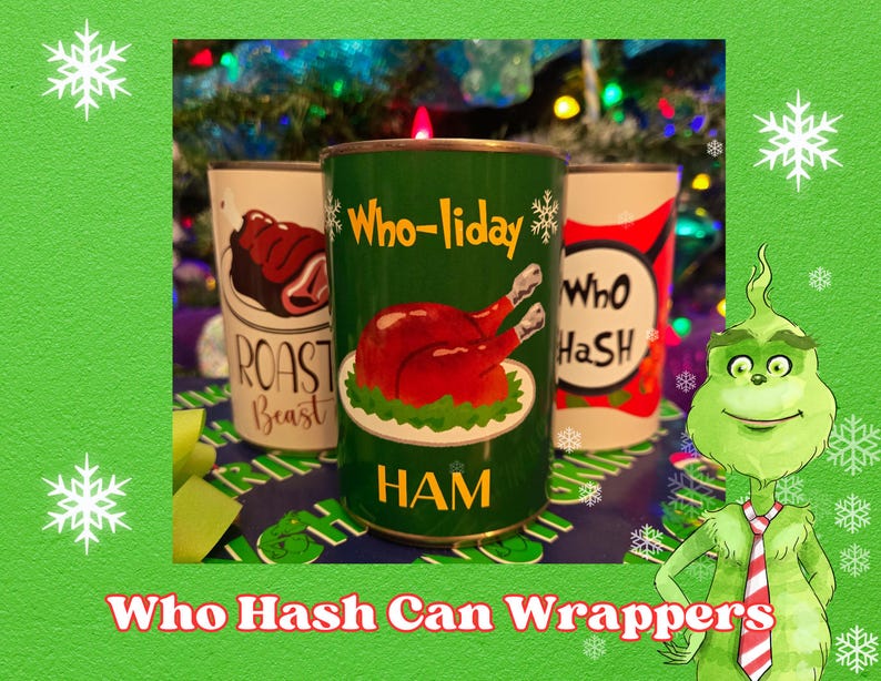 Who Hash Printable Labels- Who Has Mean One Food Can Labels- Christmas ...