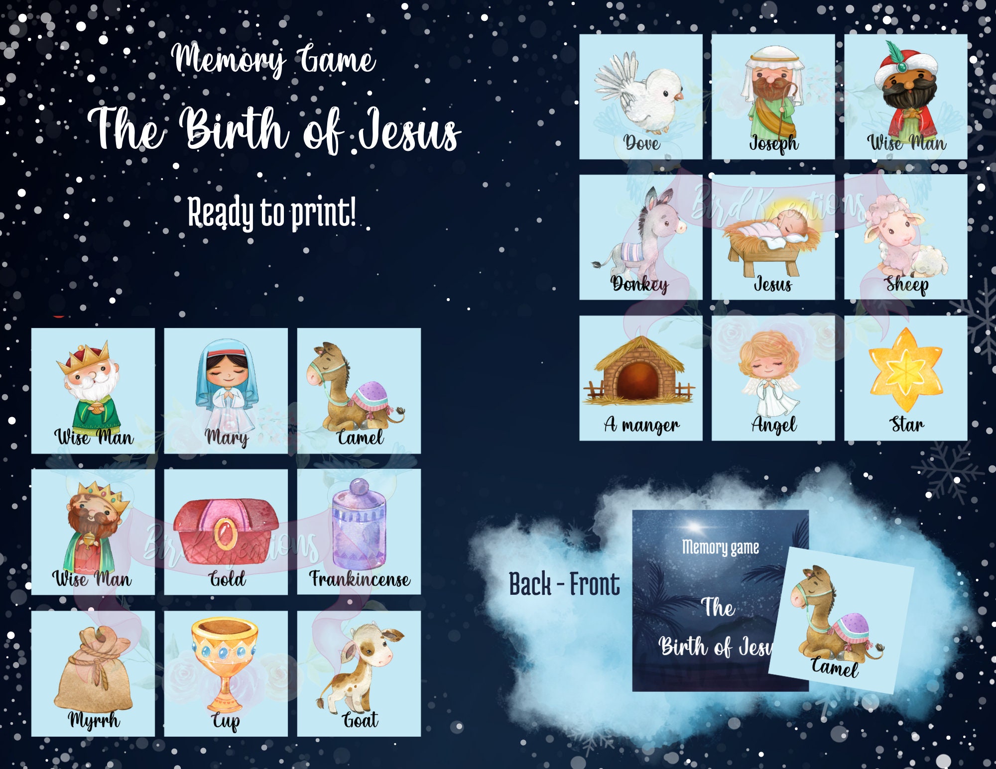 Bible Memory Game Jesus' Birth PRINTABLE MEMORY - Etsy