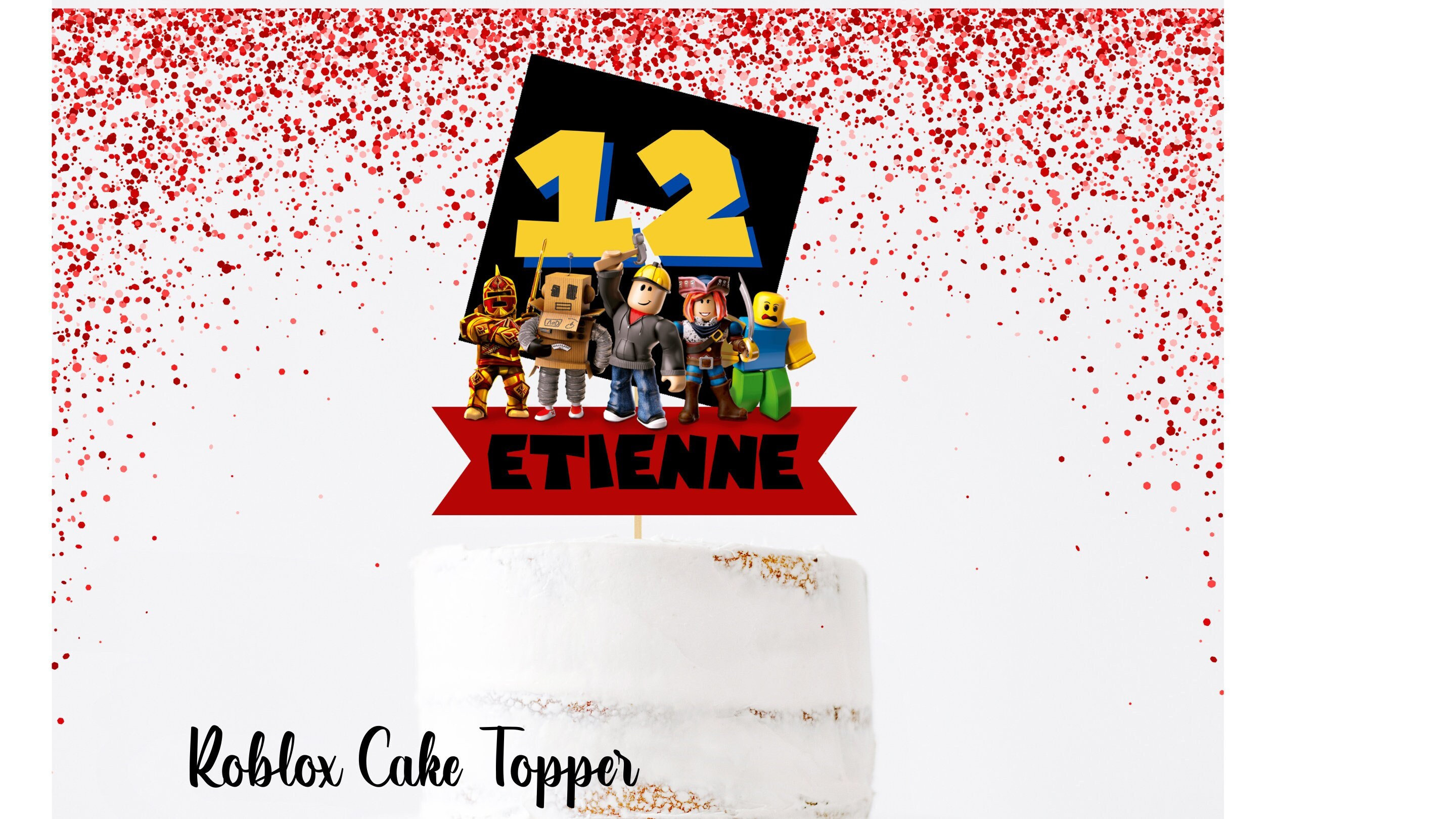 Roblox CUSTOMIZED CAKE Topper Roblox Birthday Printable Party Decor ...