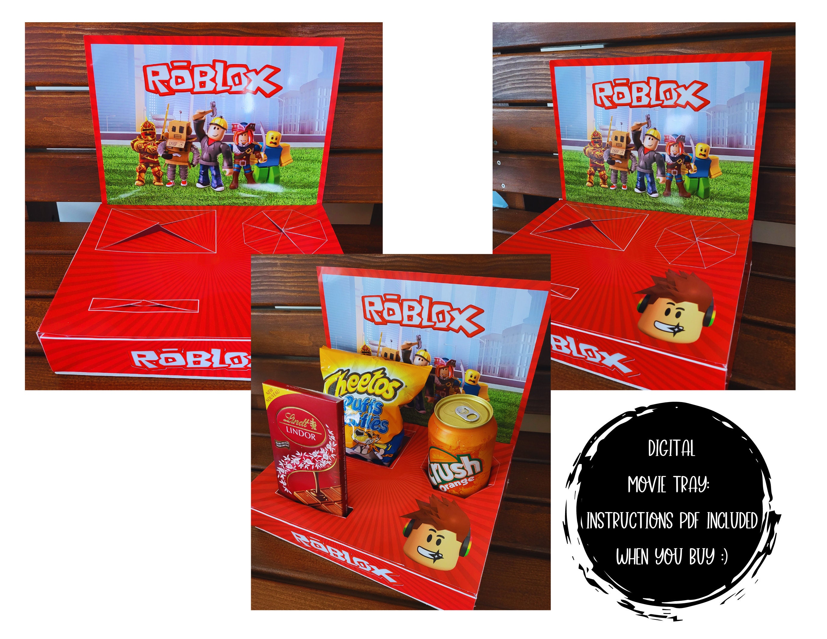 ROBLOX FOOD TRAY Movie Night Digital Treats Tray Printable Food Tray ...