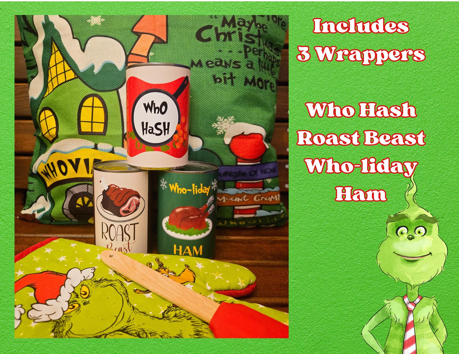 Who Hash Printable Labels- Who Has Mean One Food Can Labels- Christmas ...