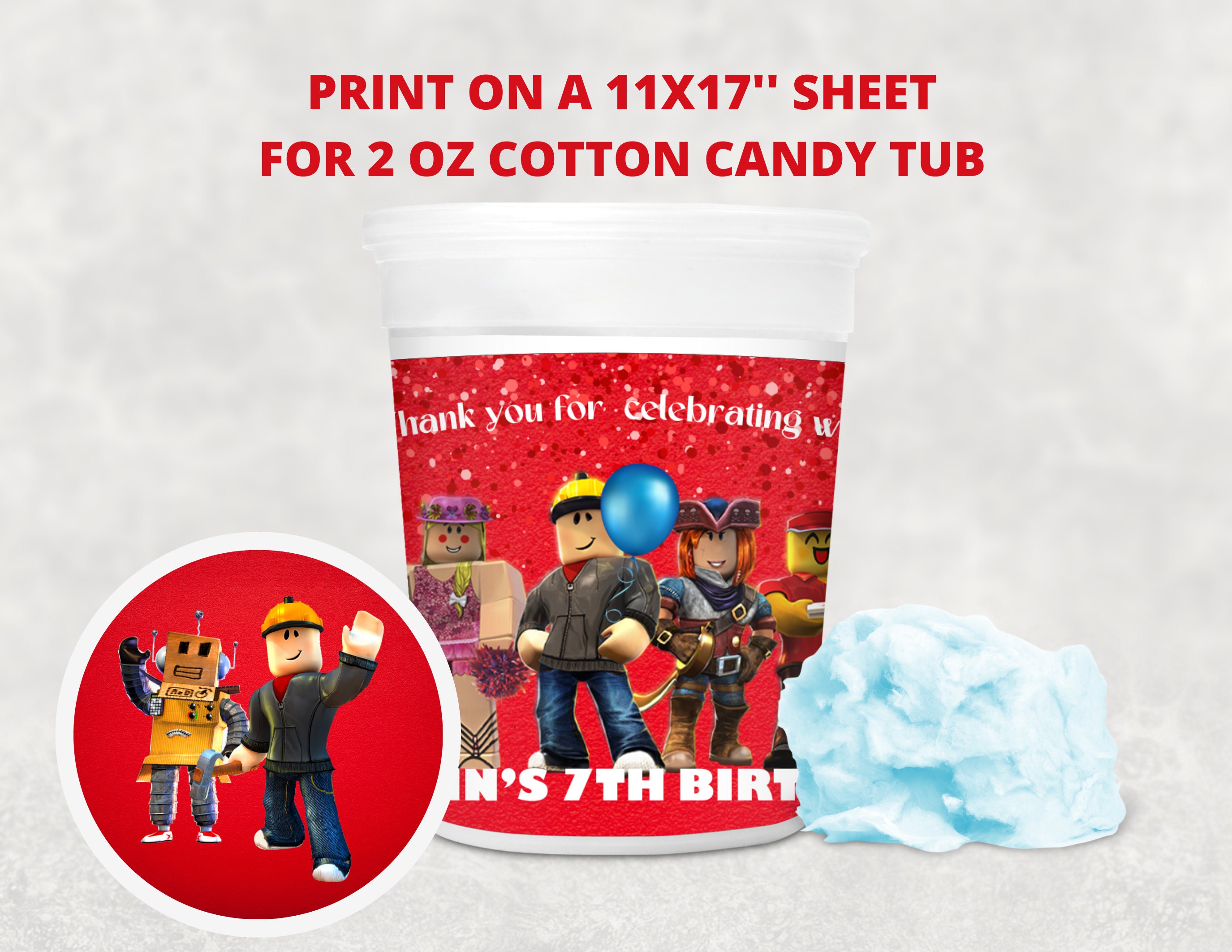 ROBLOX COTTON Candy Wrapper PRINTABLE Digital Download Personalized ...
