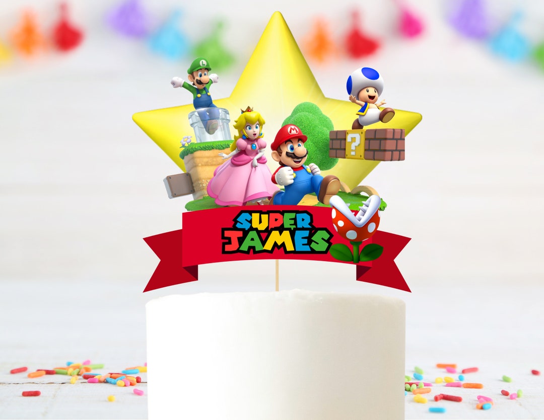 VIDEO Games Cake TOPPER- Printable Cake Topper- Super Bros Plumbers ...