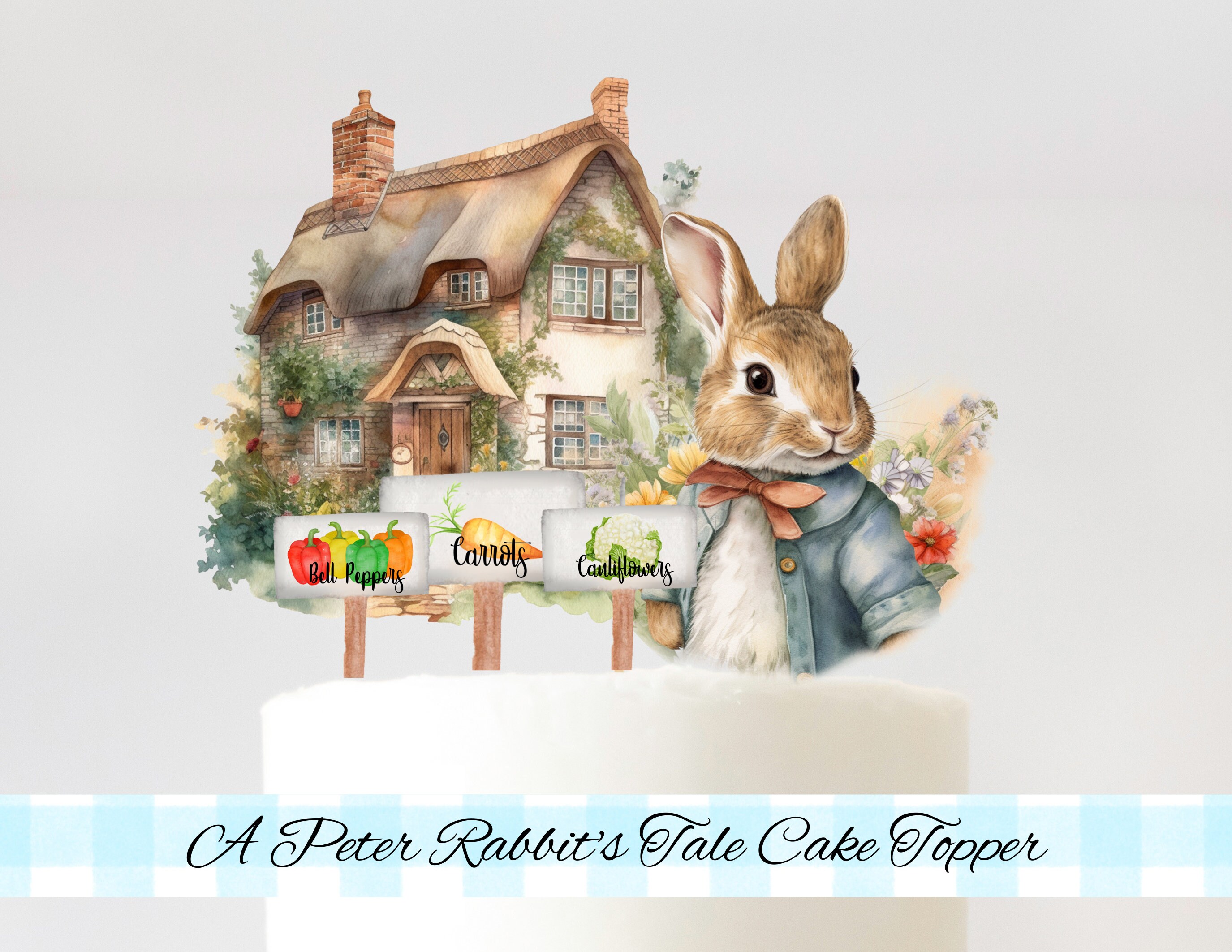 Peter Rabbit CAKE TOPPER Printable Vegetables garden Cake topper PETER ...