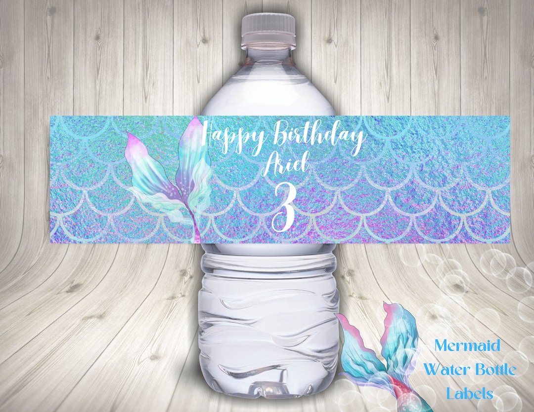 MERMAID Water Bottle Labels Little Mermaid Birthday Party Mermaid ...