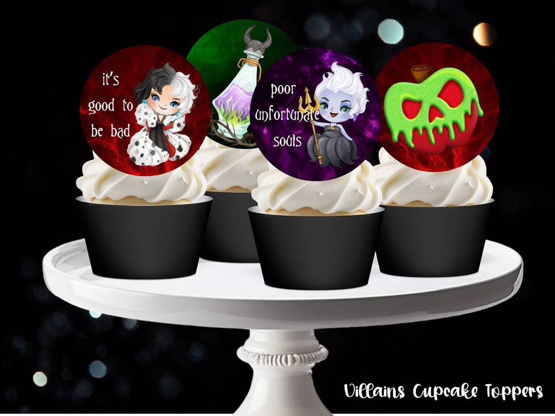 Party Like A Villain CUPCAKE Toppers- Printable Cupcake Toppers ...