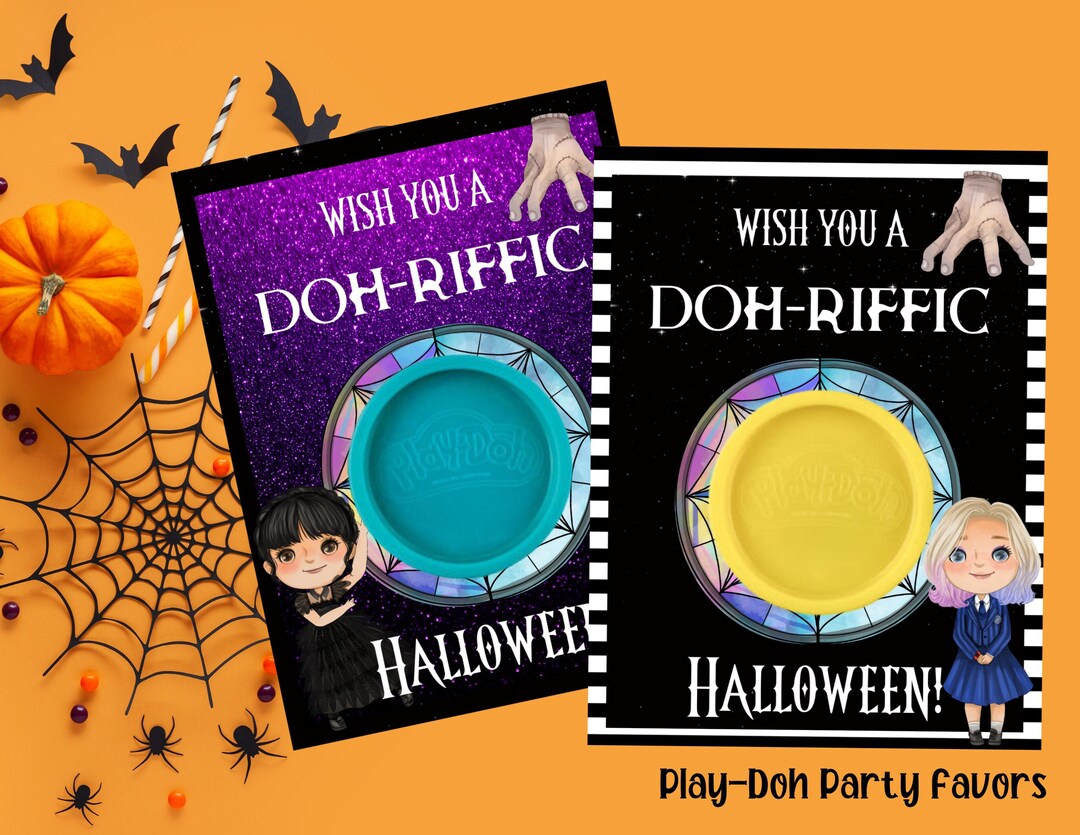 Halloween Play-doh Favor CARDS- PRINTABLE Play Doh Favors- Wednesday ...