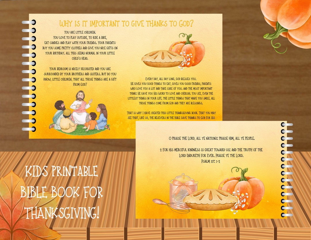 THANKSGIVING BIBLE Book for Kids- PRINTABLE Thanksgiving Bible Activity ...