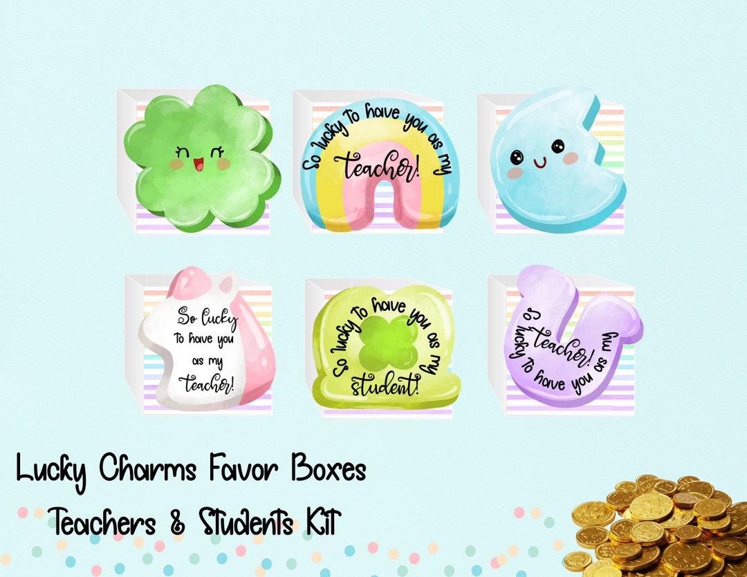 Lucky Charms FAVOR BOXES- Printable Lucky Charm, Lucky One Birthday ...