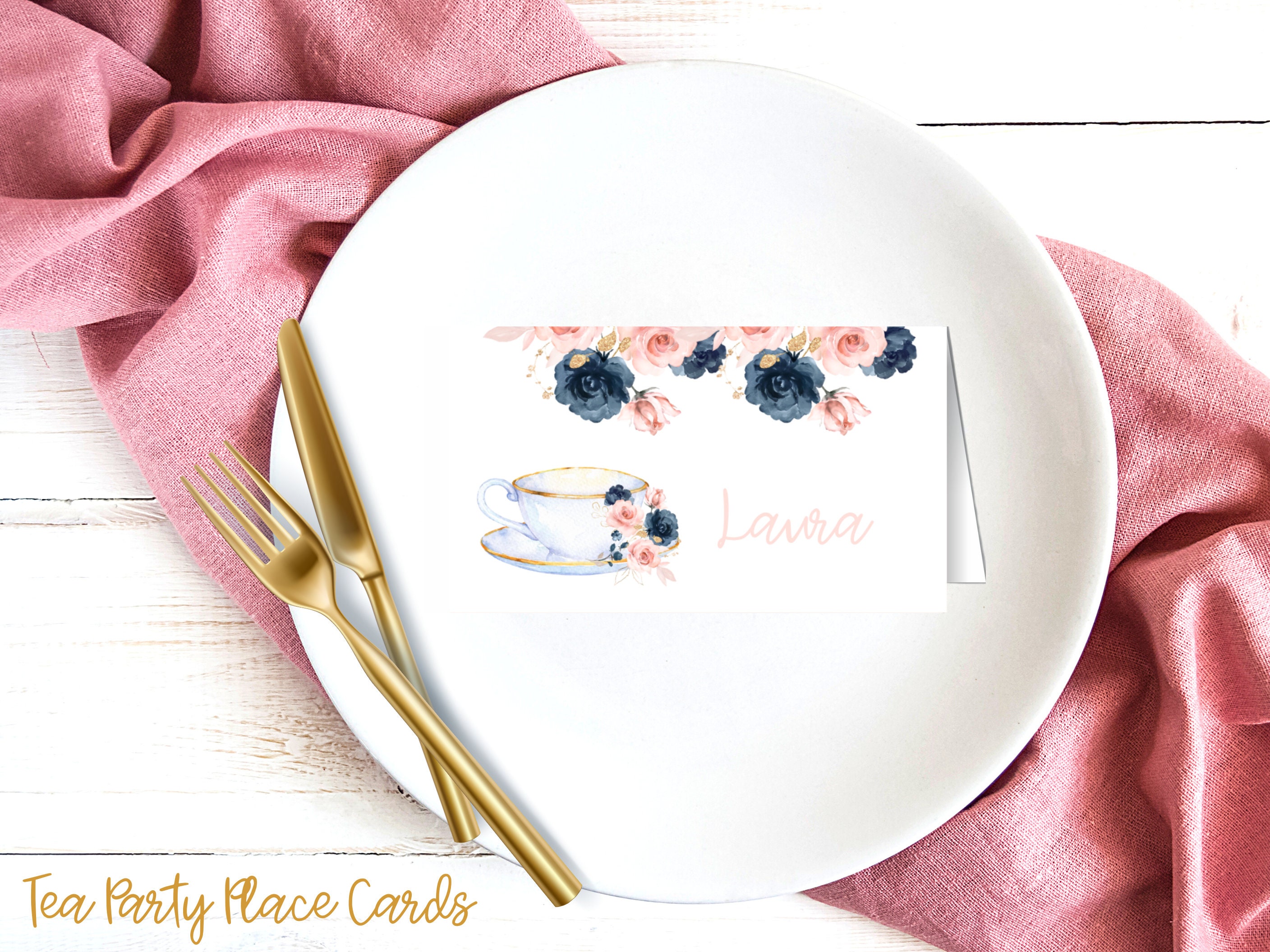 TEA PARTY Place CARD Printable Name Card Personalized With Your Guest ...