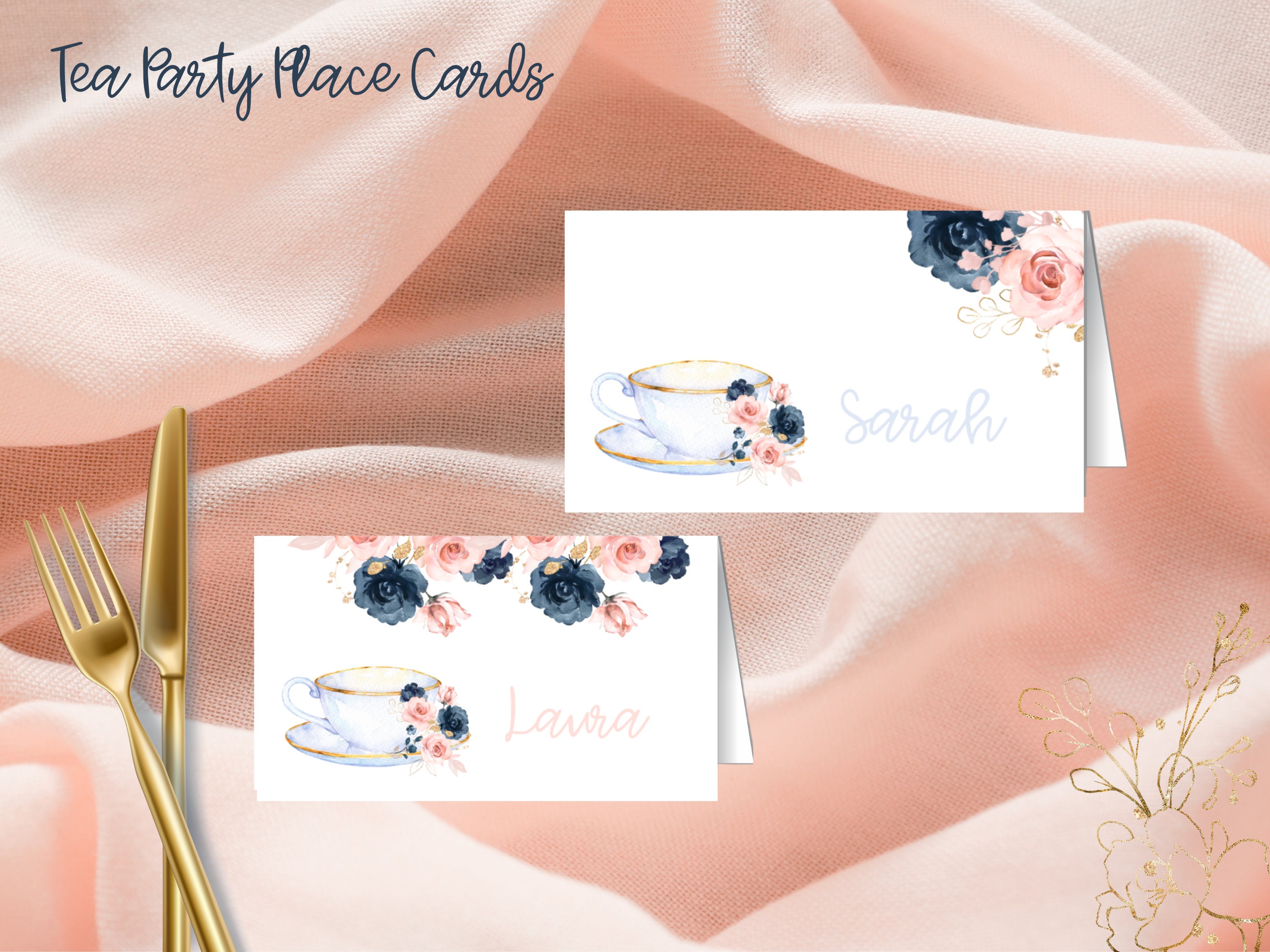 TEA PARTY Place CARD Printable Name Card Personalized With Your Guest ...
