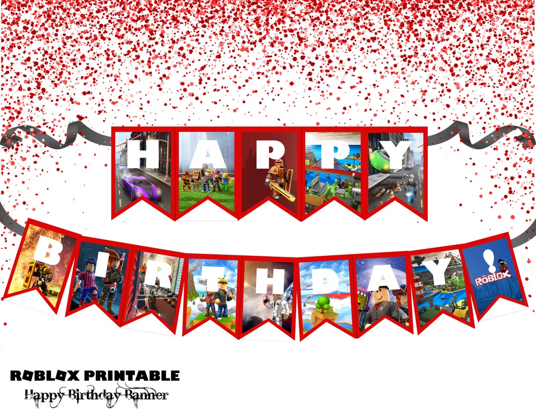 ROBLOX BIRTHDAY BANNER- Printable Happy Birthday Banner- Roblox Party ...