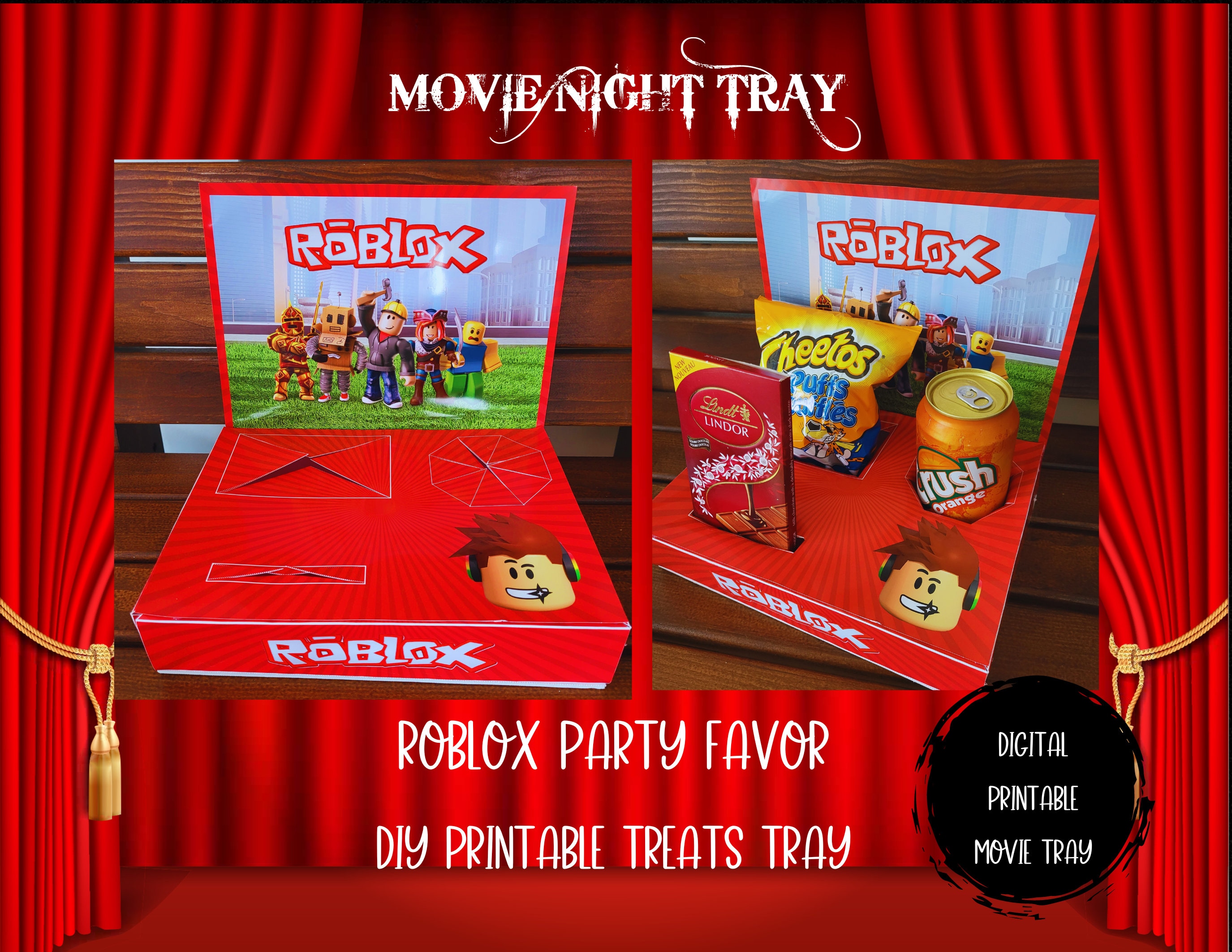 ROBLOX FOOD TRAY- Movie Night Digital Treats Tray- Printable Food Tray ...