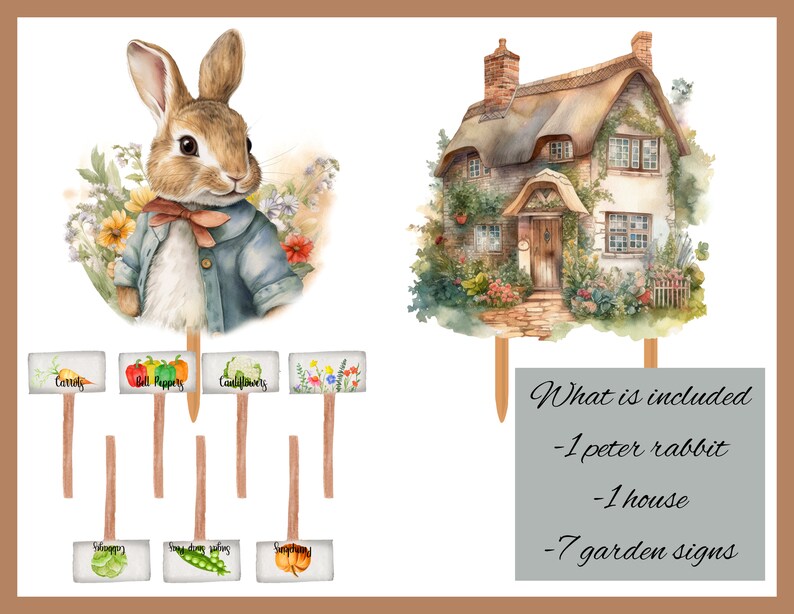 Peter Rabbit CAKE TOPPER Printable Vegetables garden Cake topper PETER ...