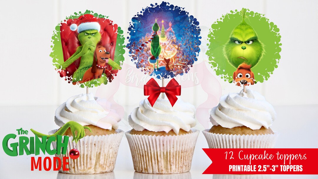 GRINCHMAS Cupcake Toppers- Printable TOPPERS- Digital 2.5'' to 3 ...