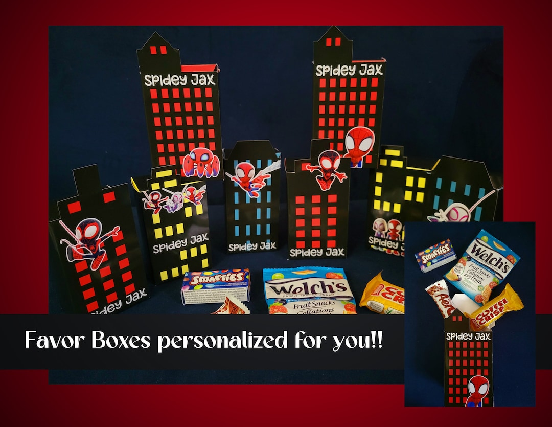 Birthday Favor Box Printable Spidey Friends Favor Box Candy and ...