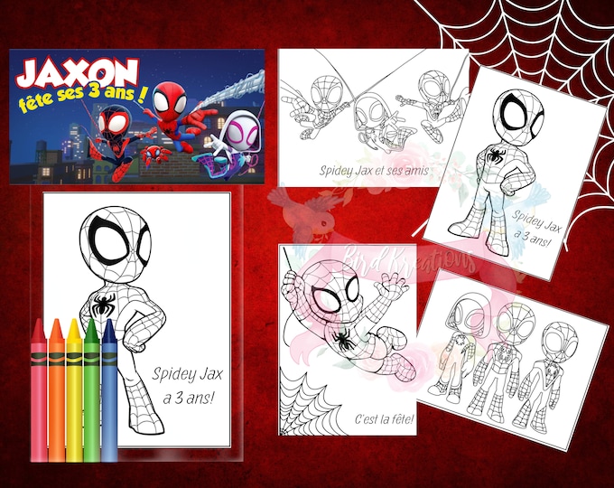 Printable Coloring Kit Spidey Birthday Coloring Pages Personalized ...