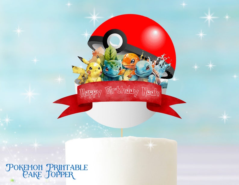 POKEMON POKEBALL CAKE topper- Printable pokémon cake topper ...
