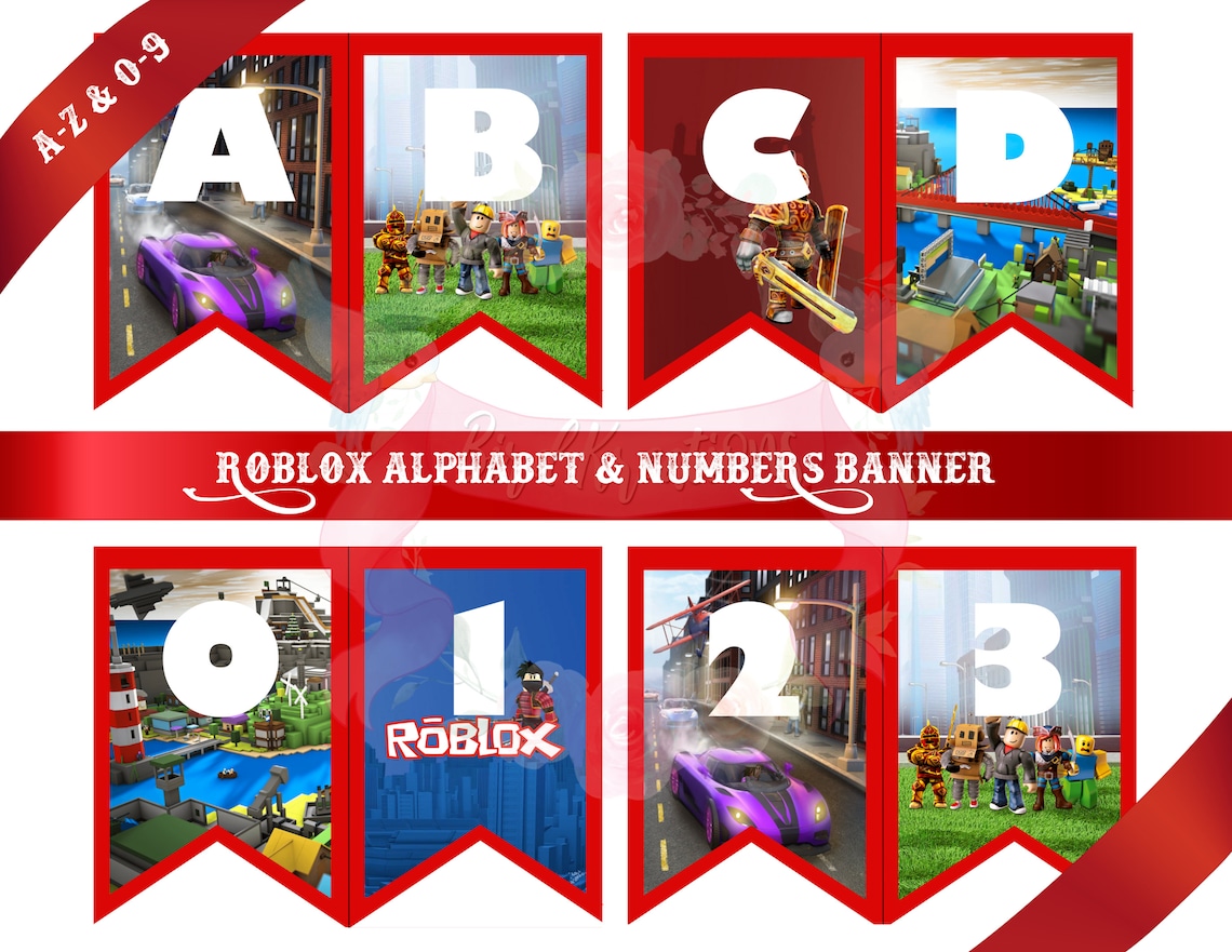 ROBLOX ALPHABET & Numbers BANNER- Printable Complete A to Z and 0 to 9 ...