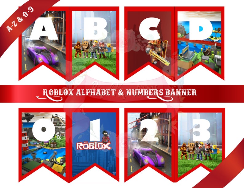 ROBLOX ALPHABET & Numbers BANNER- Printable Complete A to Z and 0 to 9 ...